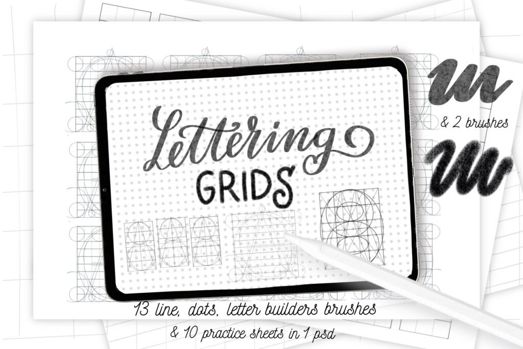 Procreate lettering grids set By Let’s Art – UISUM