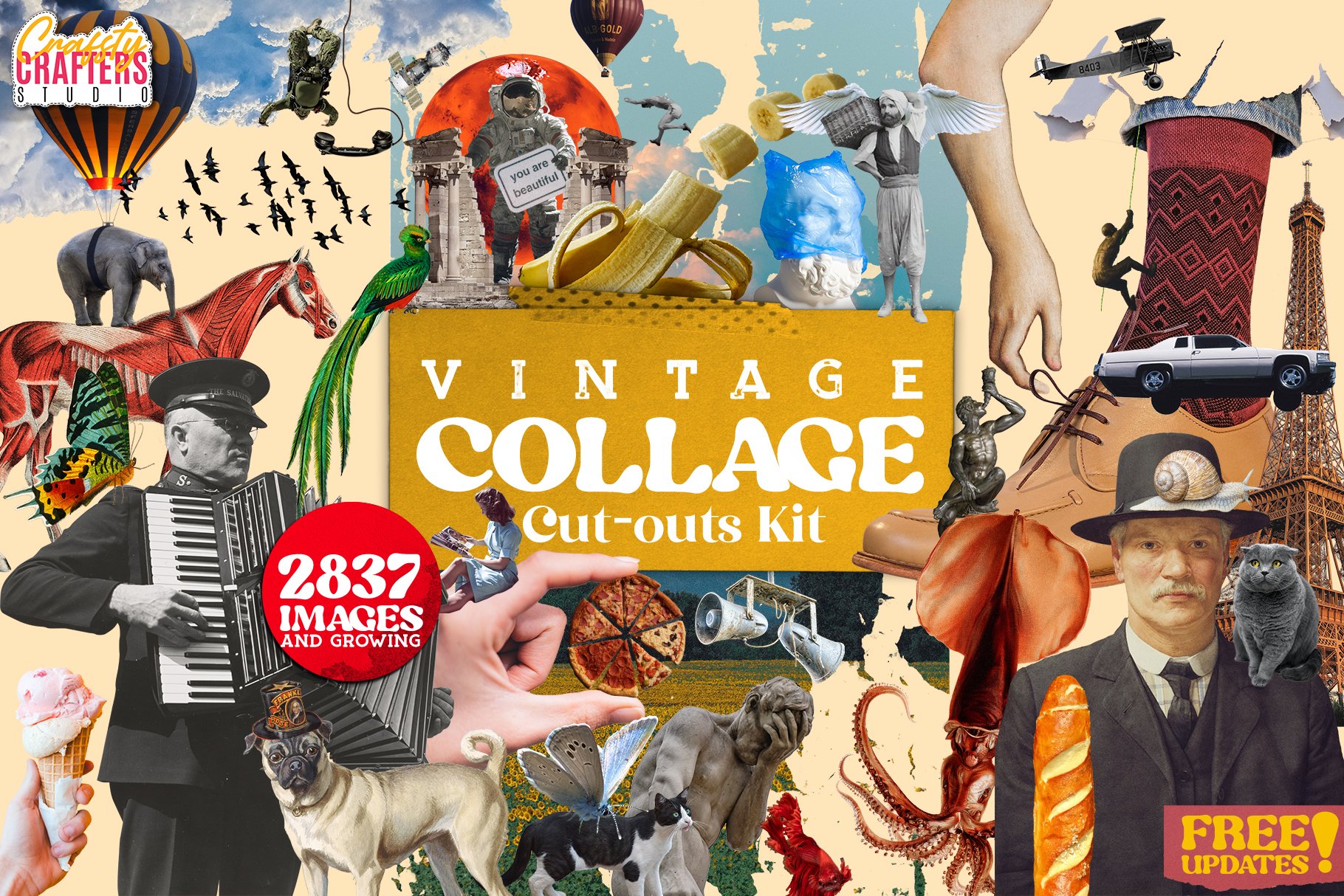 Vintage Collage Kit 2837+ Elements – UISUM
